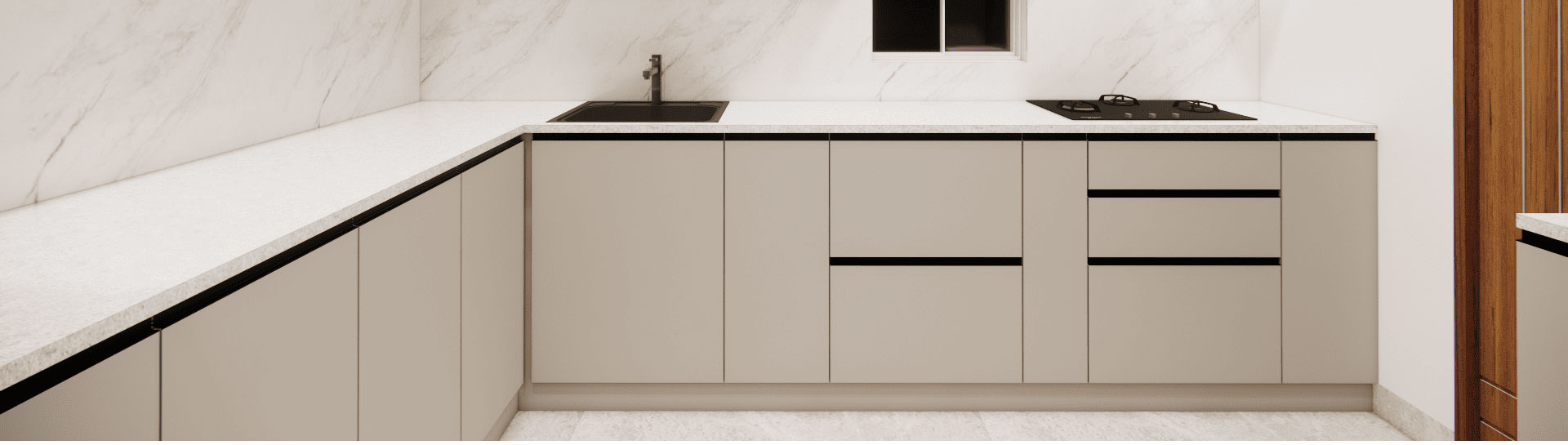L-Shaped Modular Kitchen Designs Catalogue - BH Kitchen Trolley